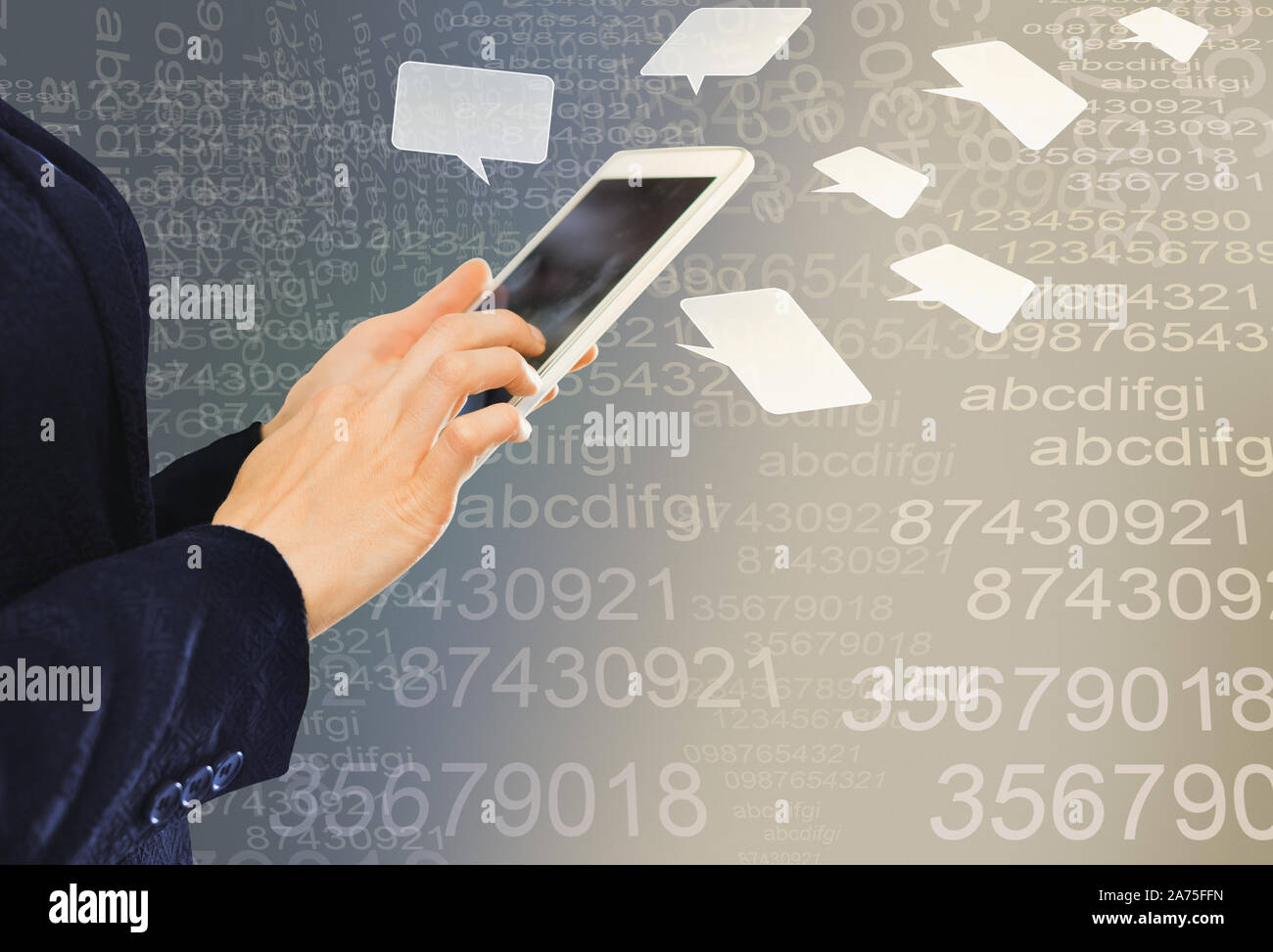 Woman pushing finger on the touchpad in a modern mobile phone Stock ...