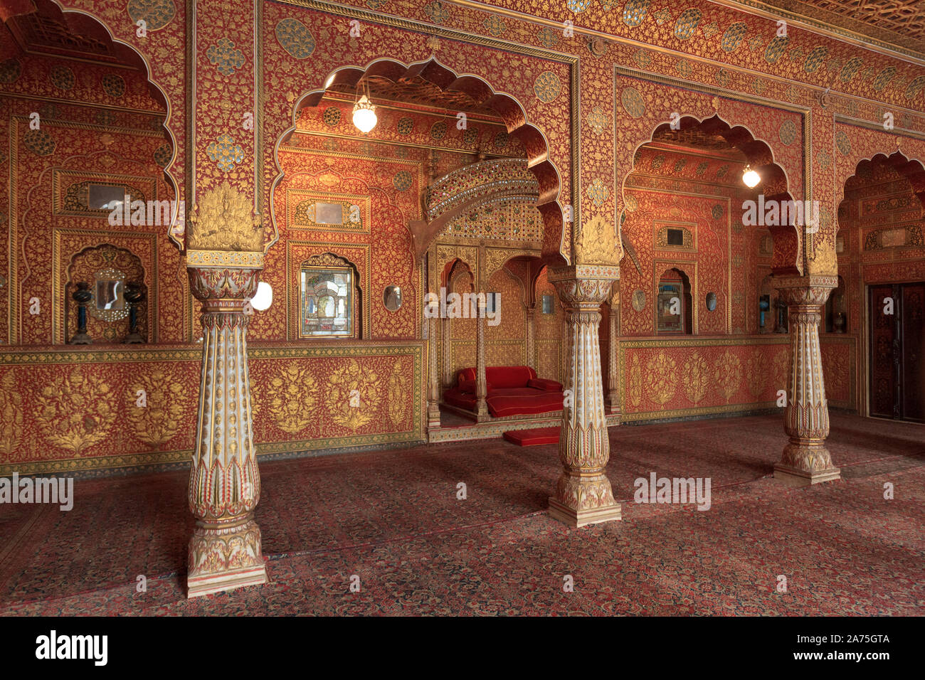 India, Rajasthan, Bikaner, Junagahr Fort, Anup Mahal Hall Stock Photo ...