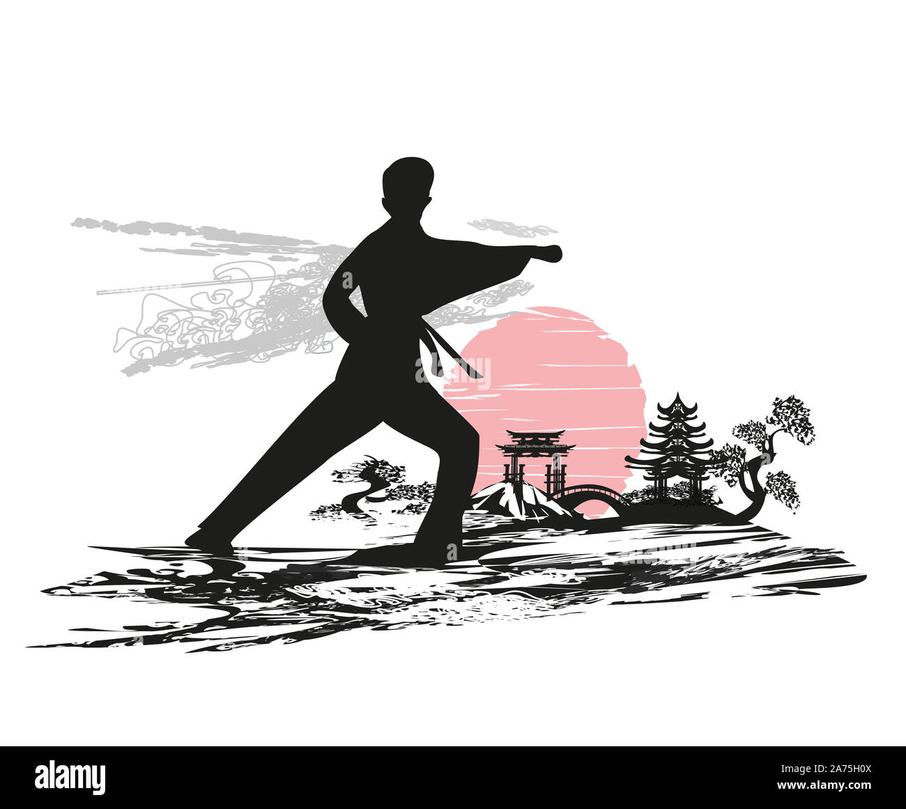 Creative abstract illustration of karate fighter Stock Photo - Alamy