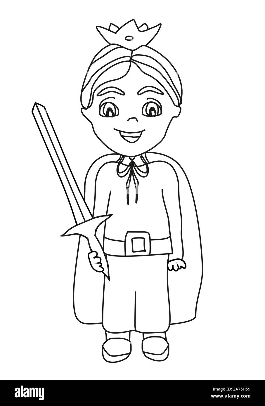 Funny cartoon prince on white background Stock Photo - Alamy