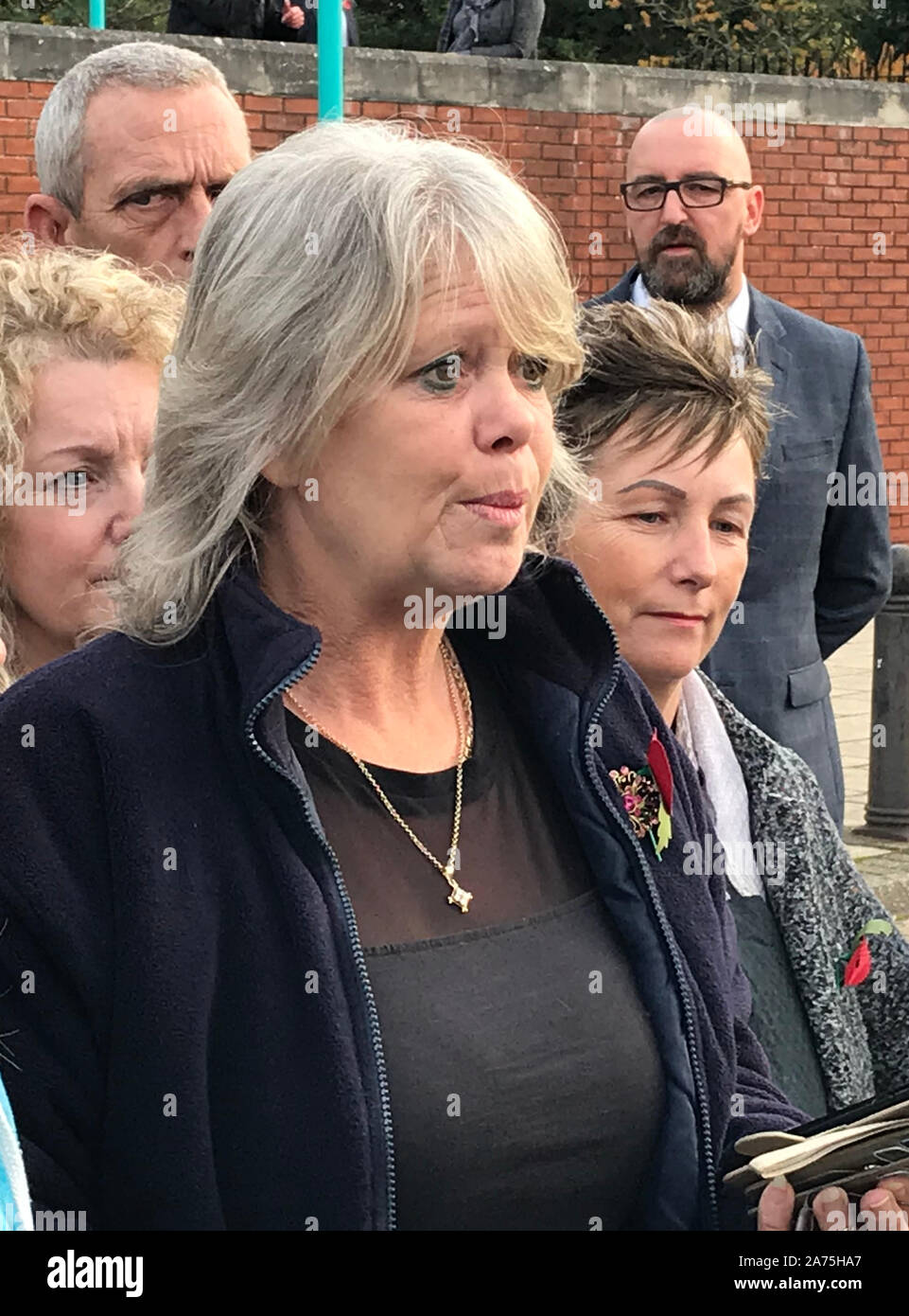 Wendie Rowlinson (DebbieÕs sister) speaking to the media outside ...