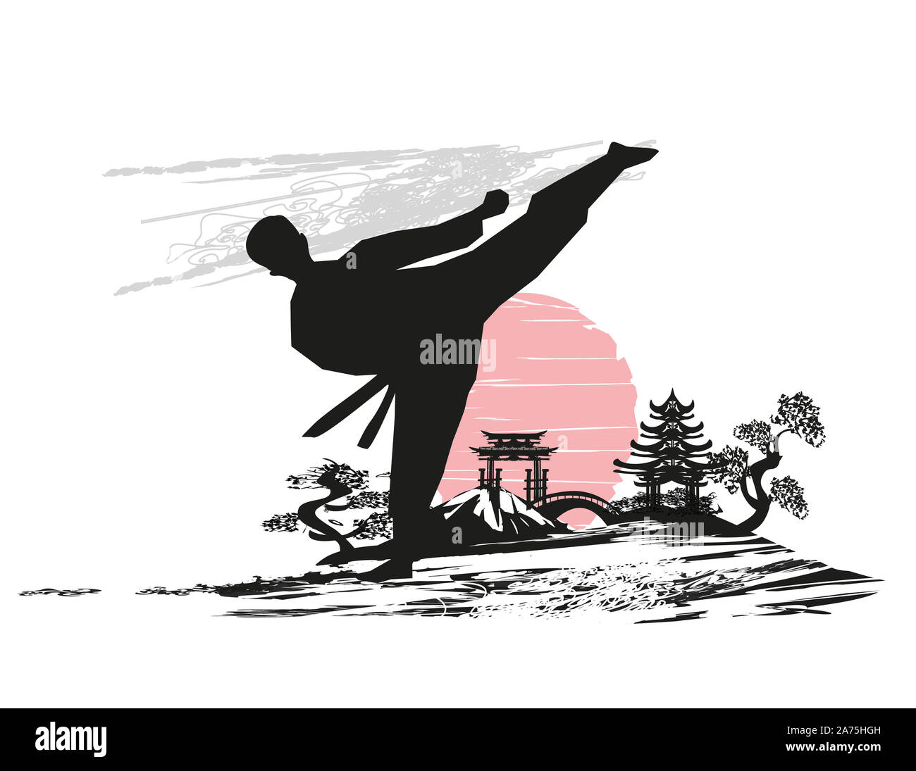 Creative abstract illustration of karate fighter Stock Photo - Alamy