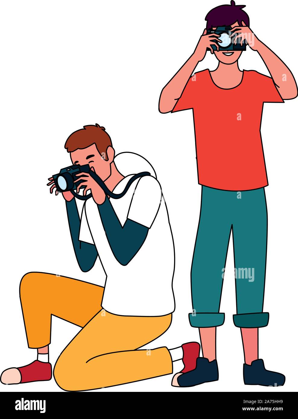 Men with camera design, Device gadget technology photography equipment ...