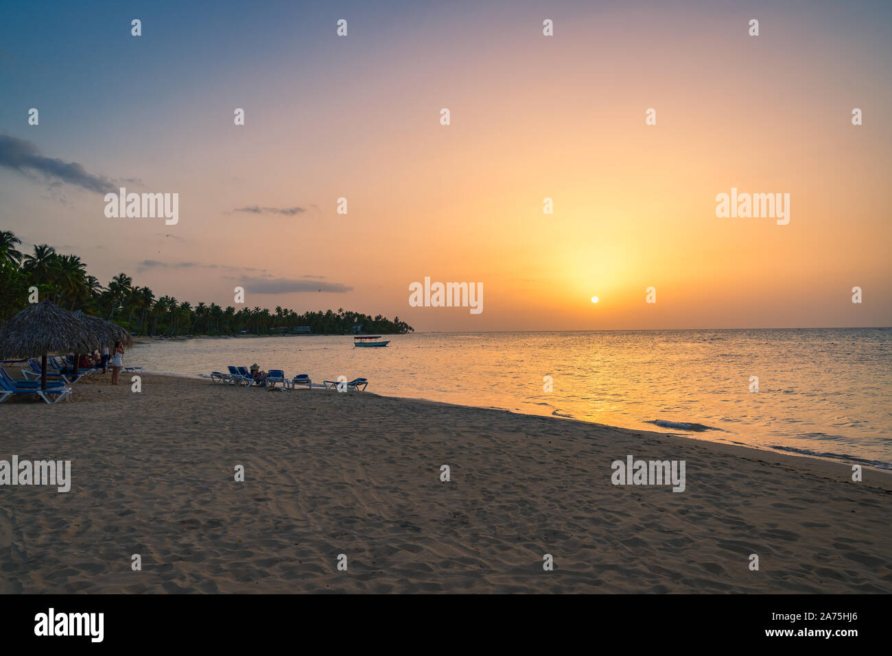 Landscape of paradise tropical island beach with tourist on the beach ...