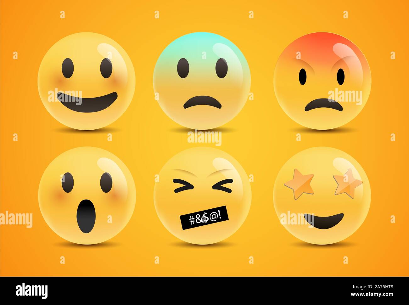 Cartoon illustration emoticon emotions like hi-res stock photography ...