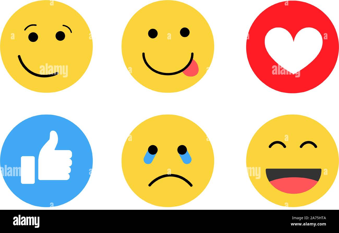 Emoji Feeling Faces Vector. Communication Chat Elements in yellow ...