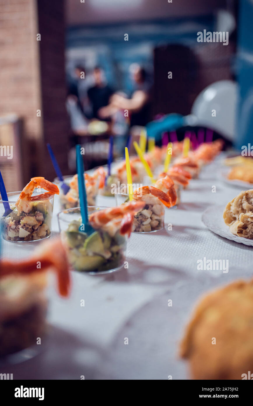 Table full of food at a party Stock Photo - Alamy