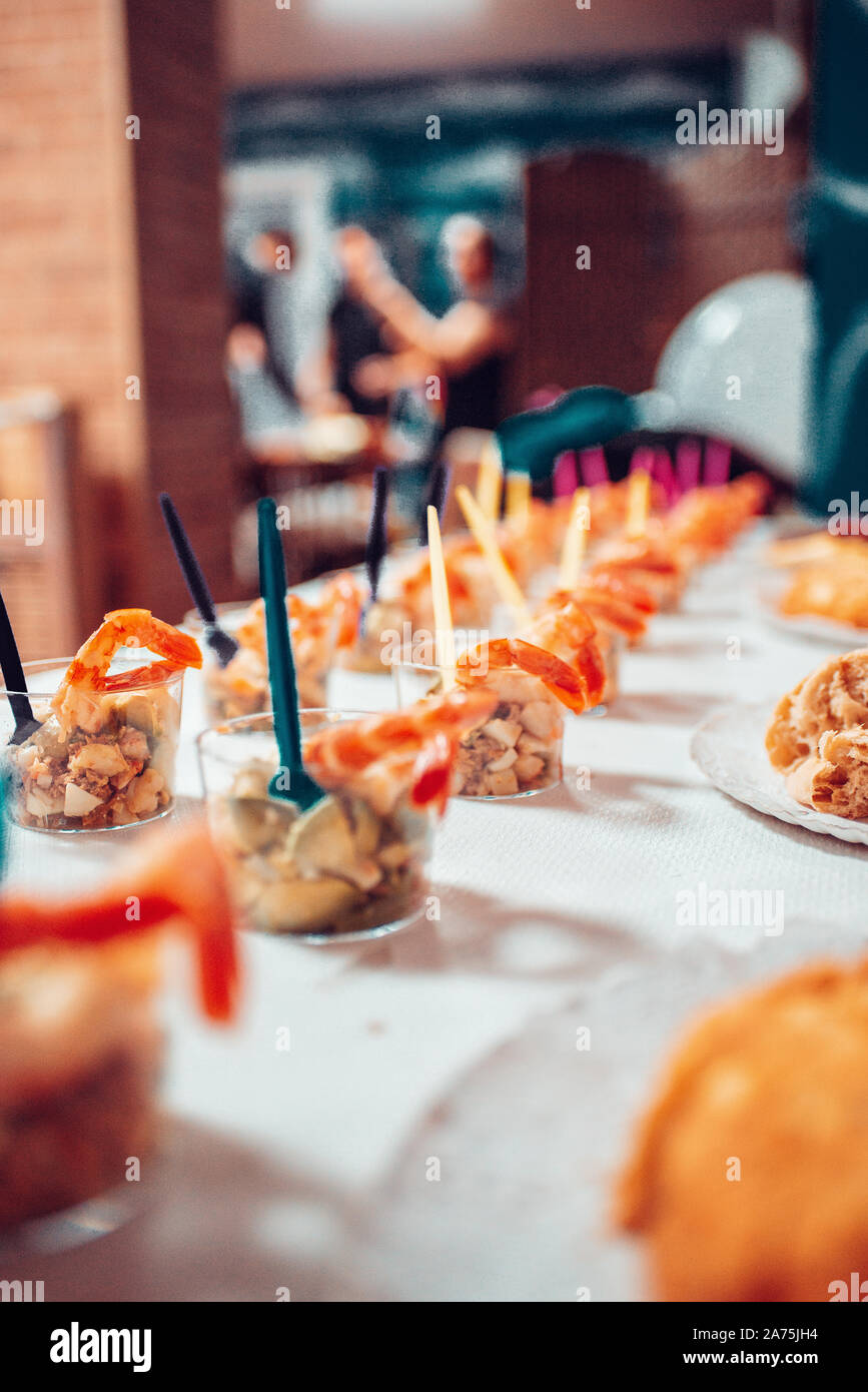 Table full of food at a party Stock Photo - Alamy