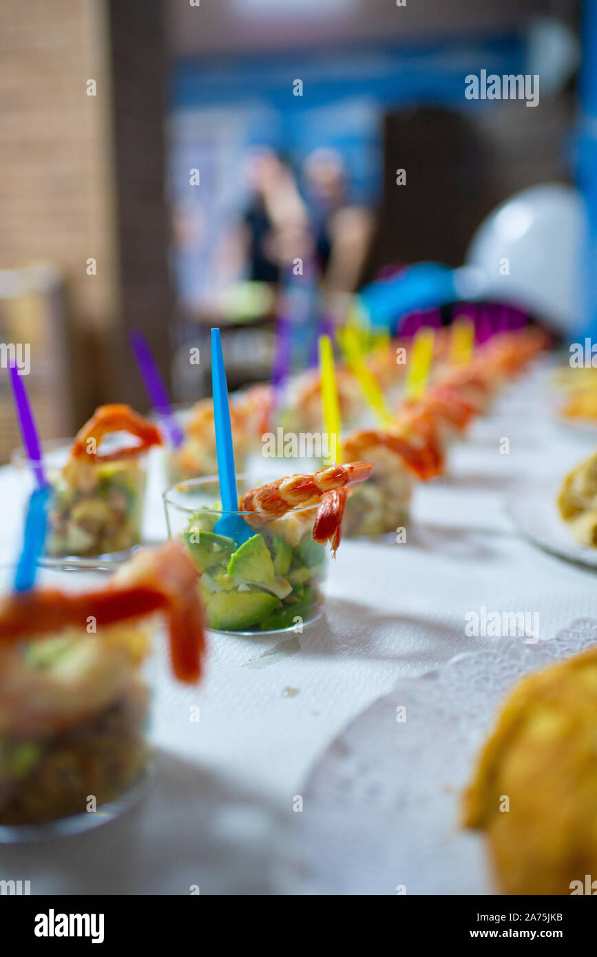 Table full of food at a party Stock Photo - Alamy