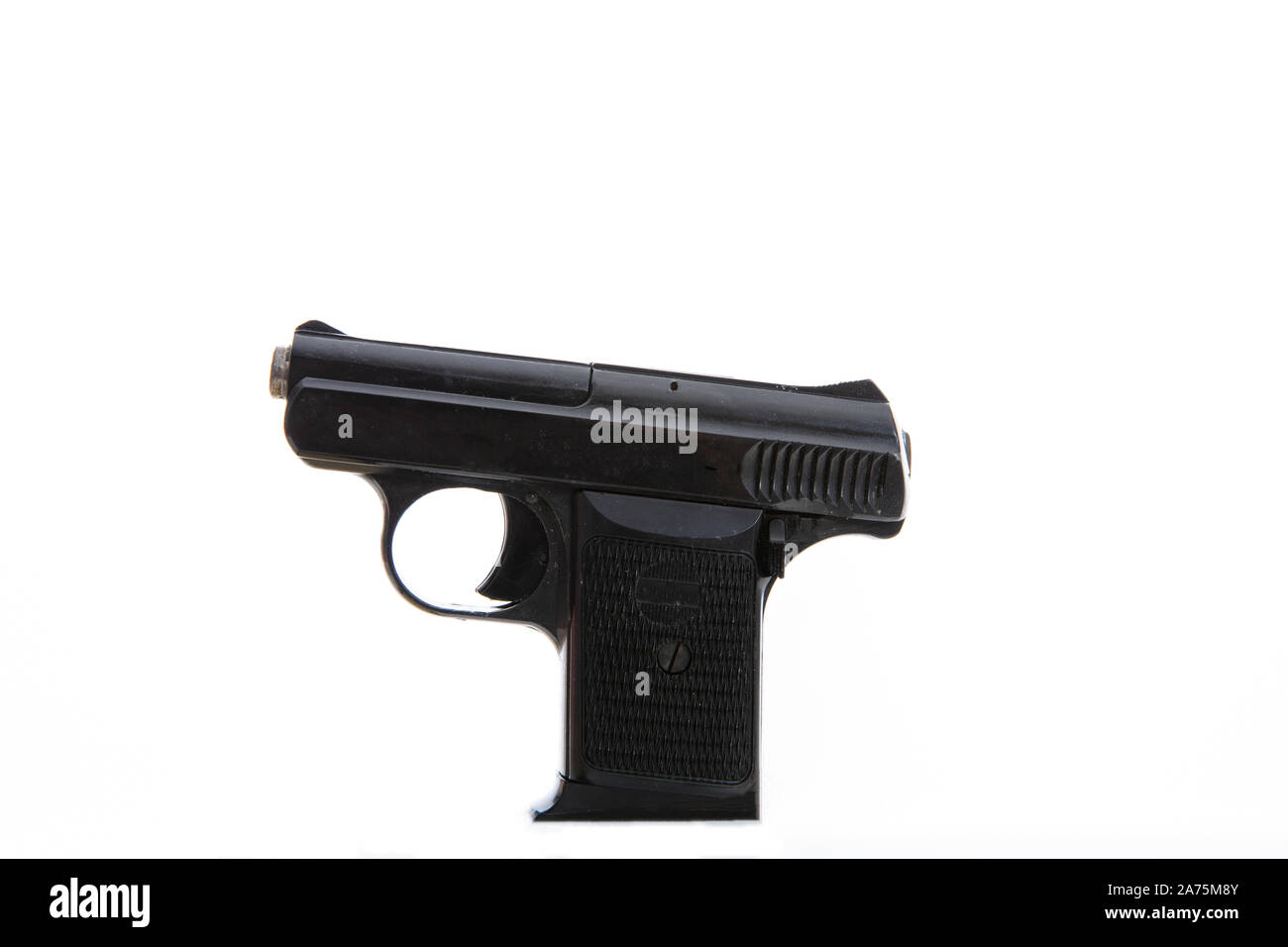 Gun on white. Handgun automatic 9mm isolated against white background ...