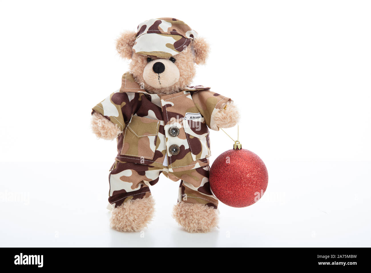 Army, military at Christmas concept. Cute teddy bear in soldier uniform ...