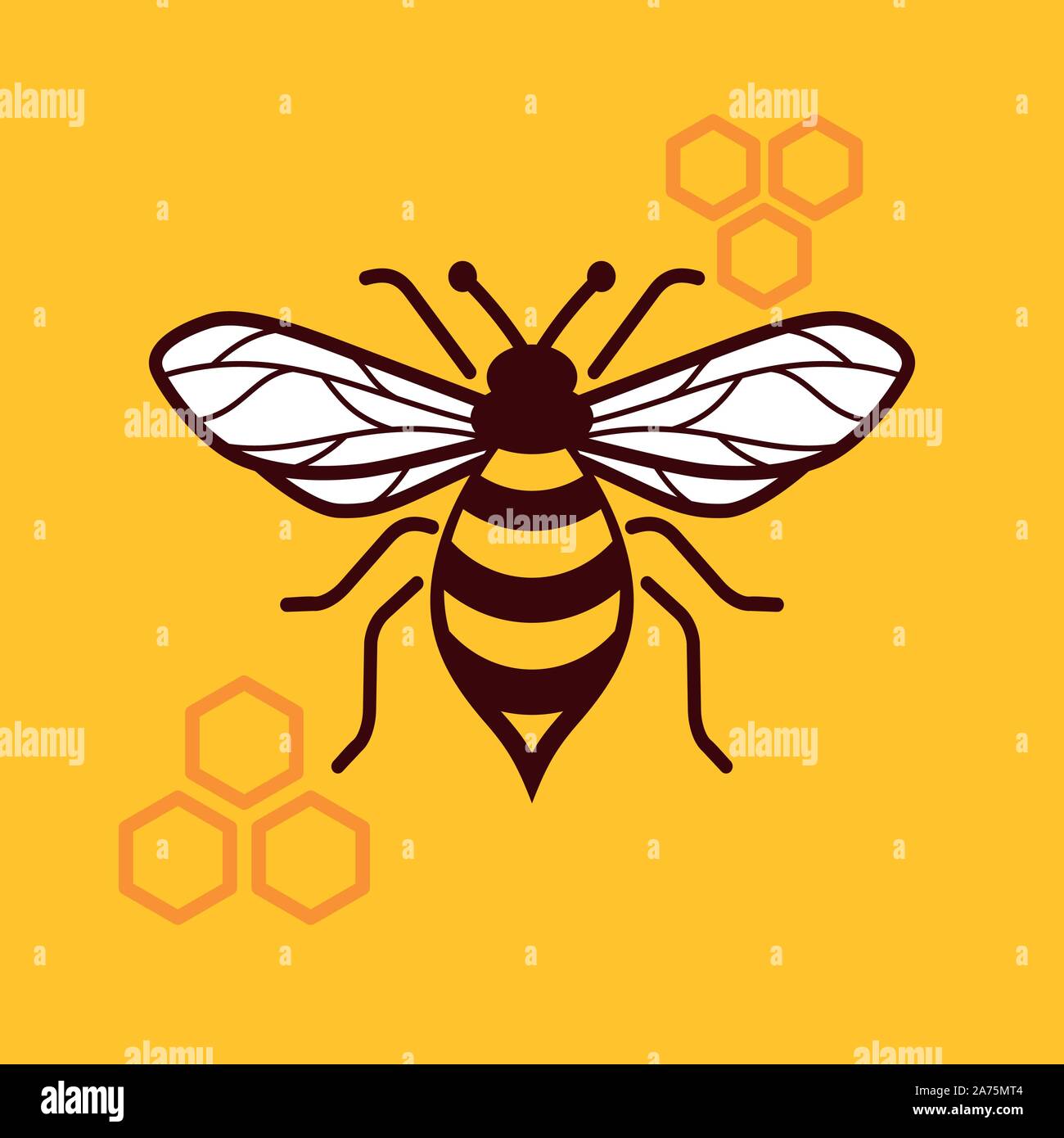 Honey bee vector image. Vector image of a bee with honeycombs Stock ...