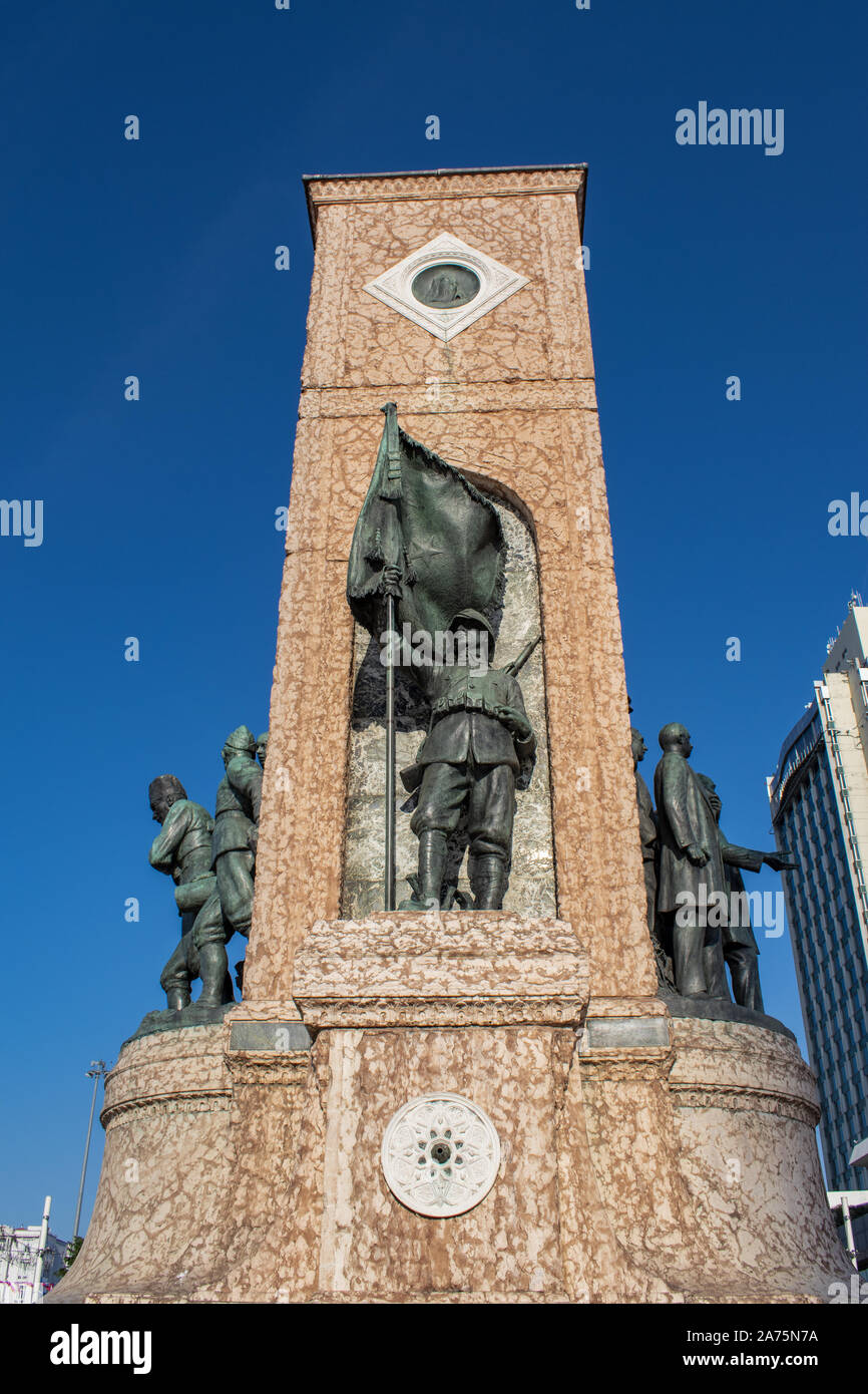 Istanbul, Taksim Square: bronze figures of Republic Monument (1928 ...