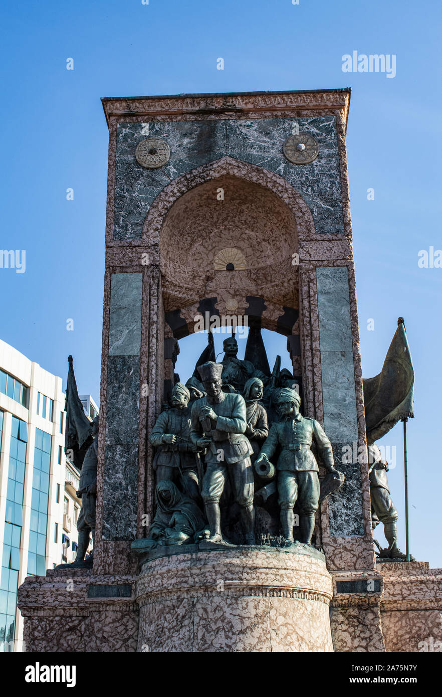 Istanbul, Taksim Square: bronze figures of Republic Monument (1928 ...