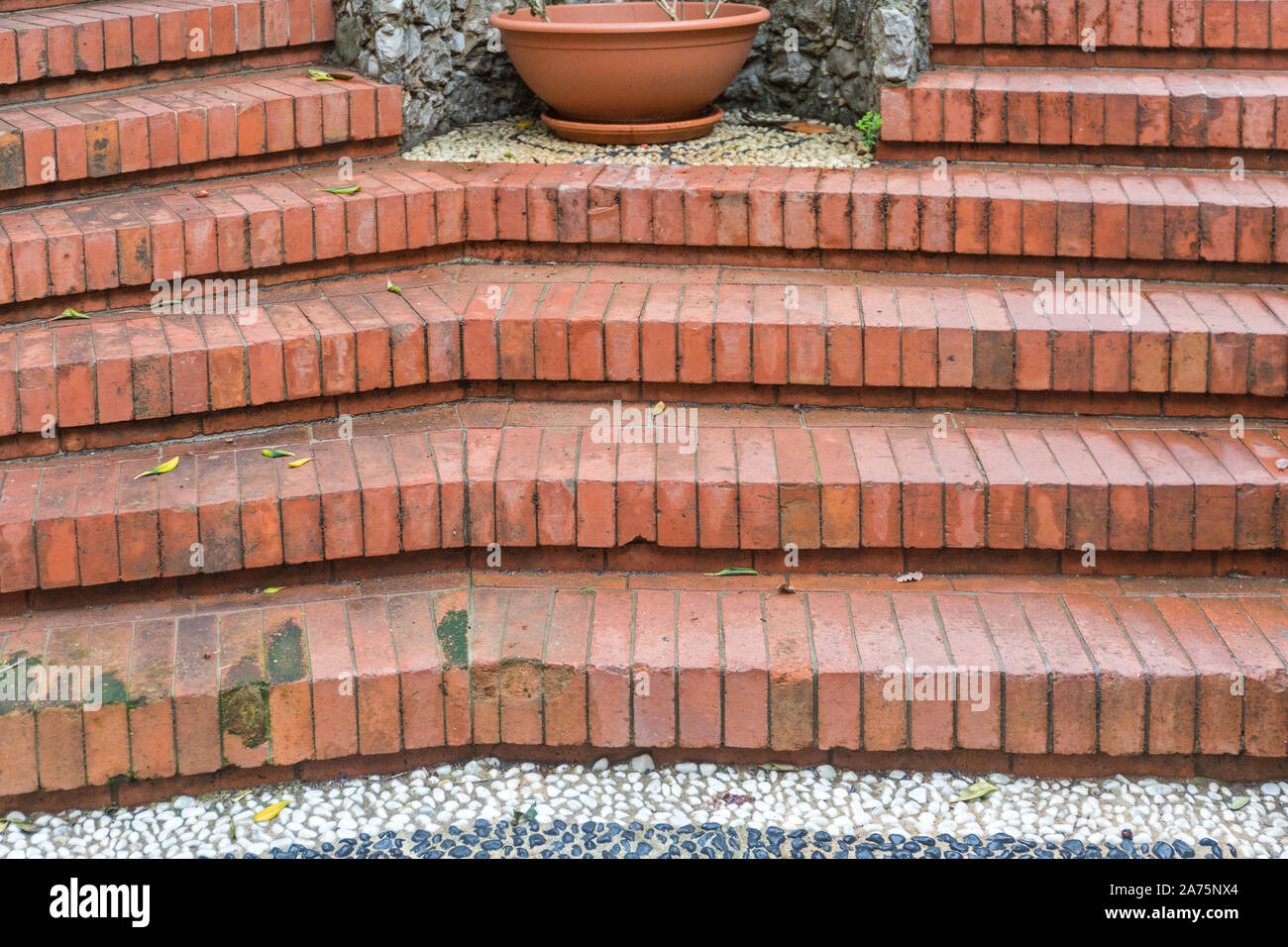 Red Brick Stairs in Garden Italy Stock Photo - Alamy