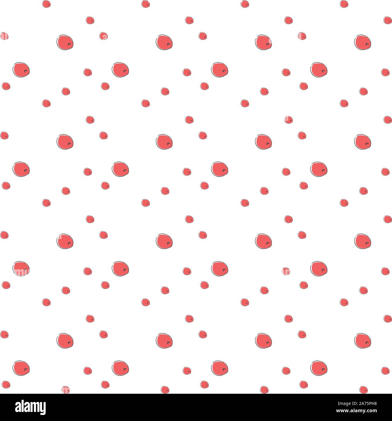 Seamless pattern with small red berries on white background. Repeating ...