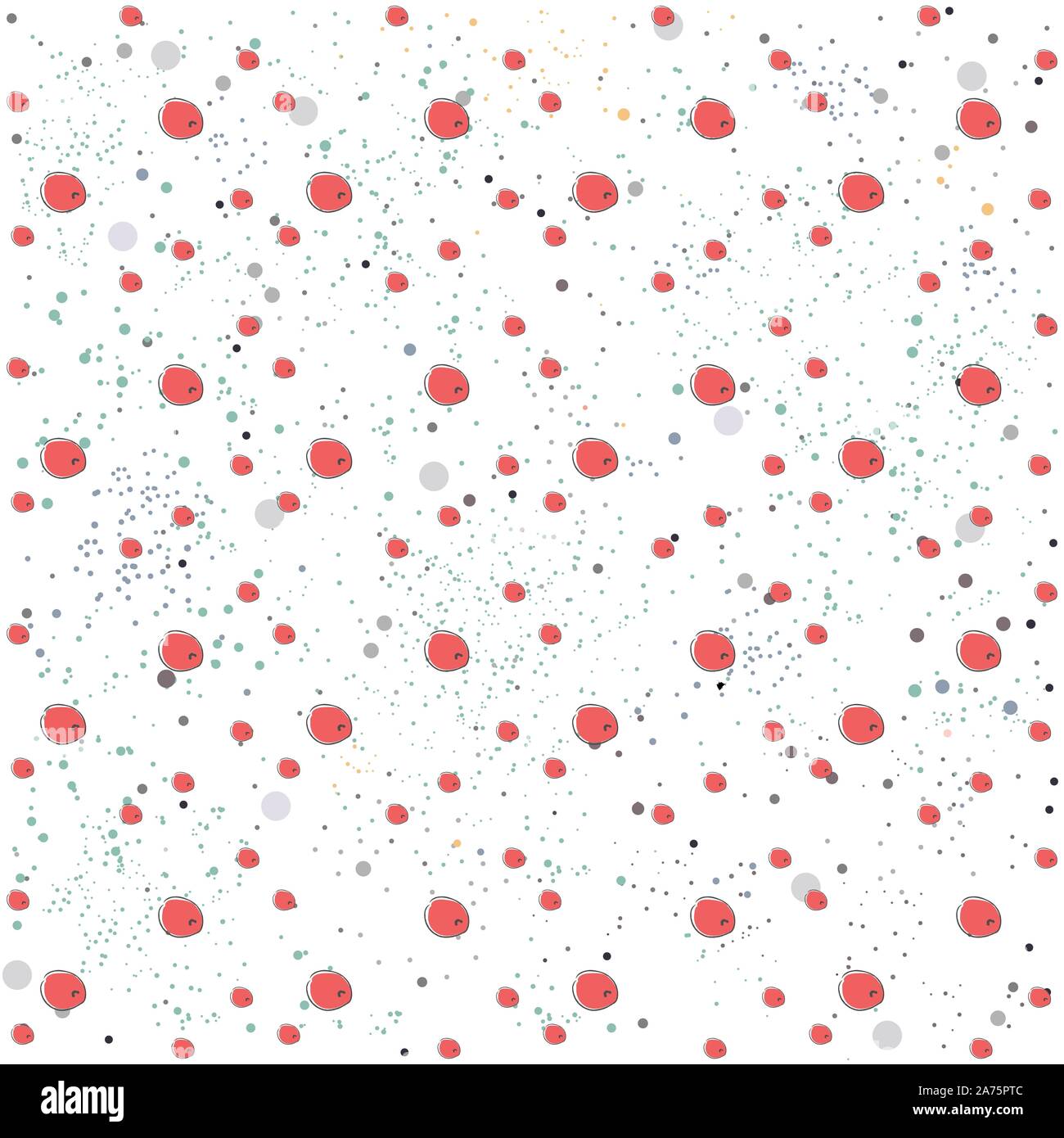 Seamless pattern with small red berries on white background. Repeating ...
