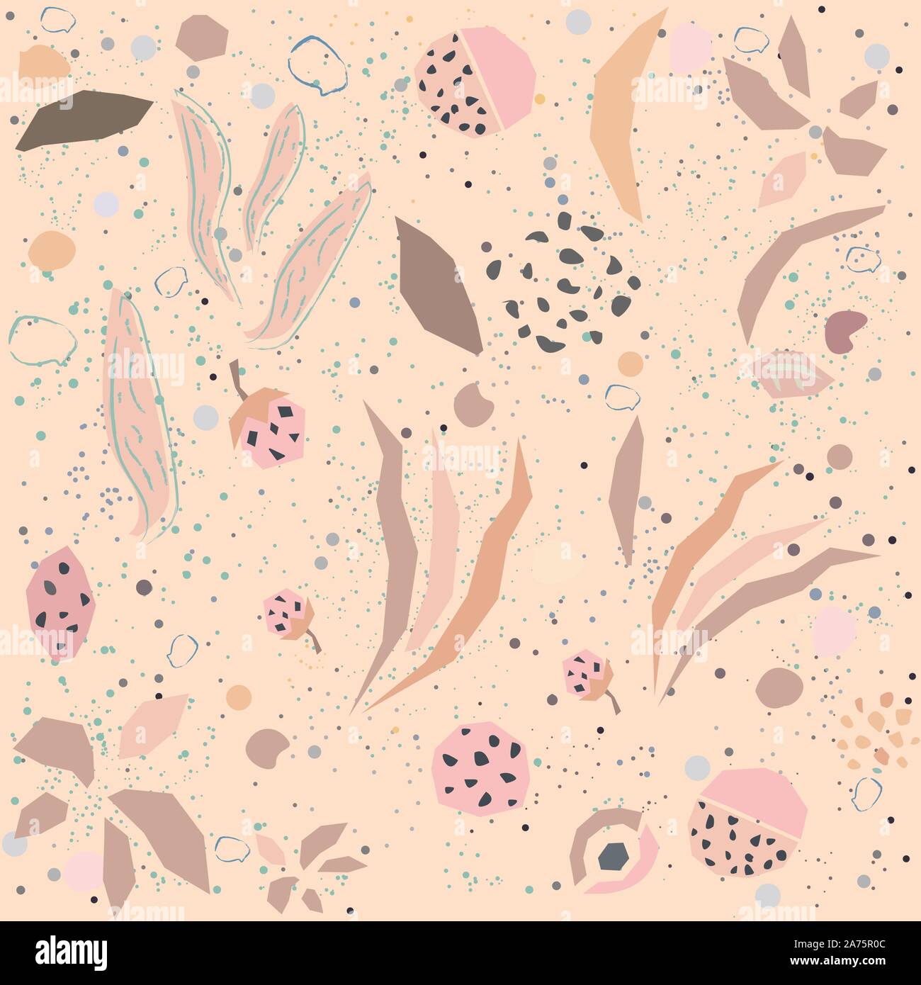 Seamless delicate floral pattern on dotted background. Repeating plant ...