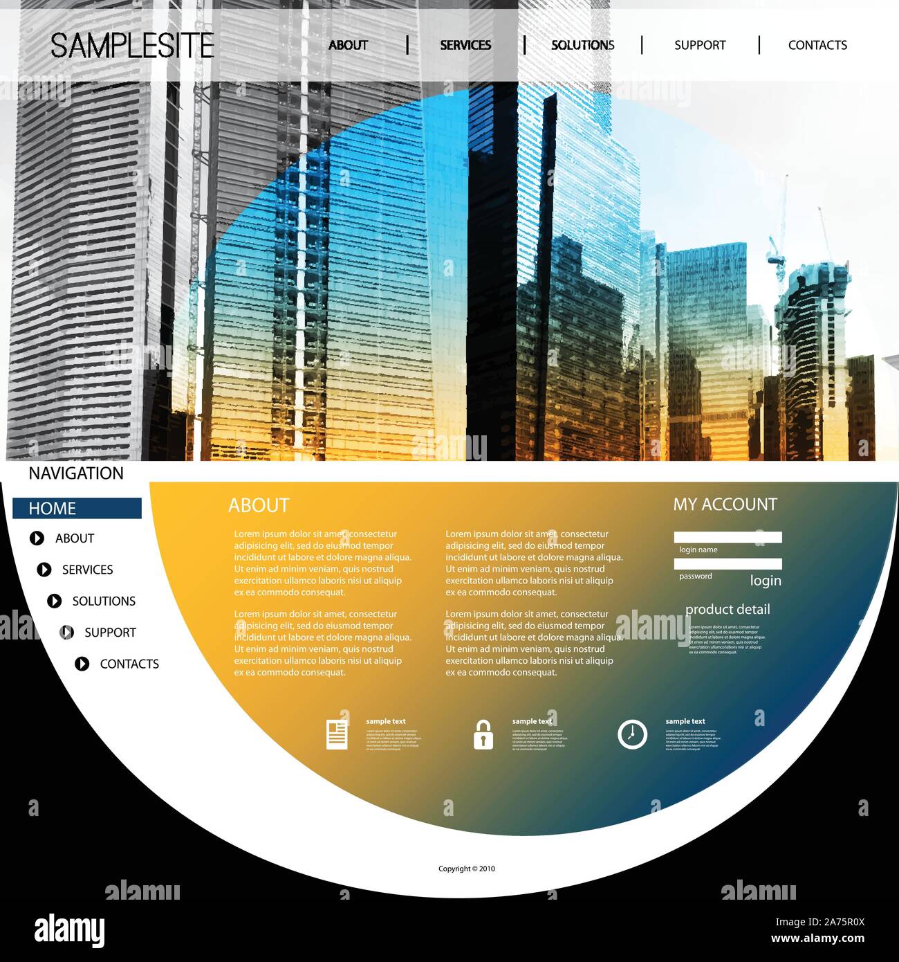 Modern Colorful Web Site Creative Design Template Layout with Sunny ...