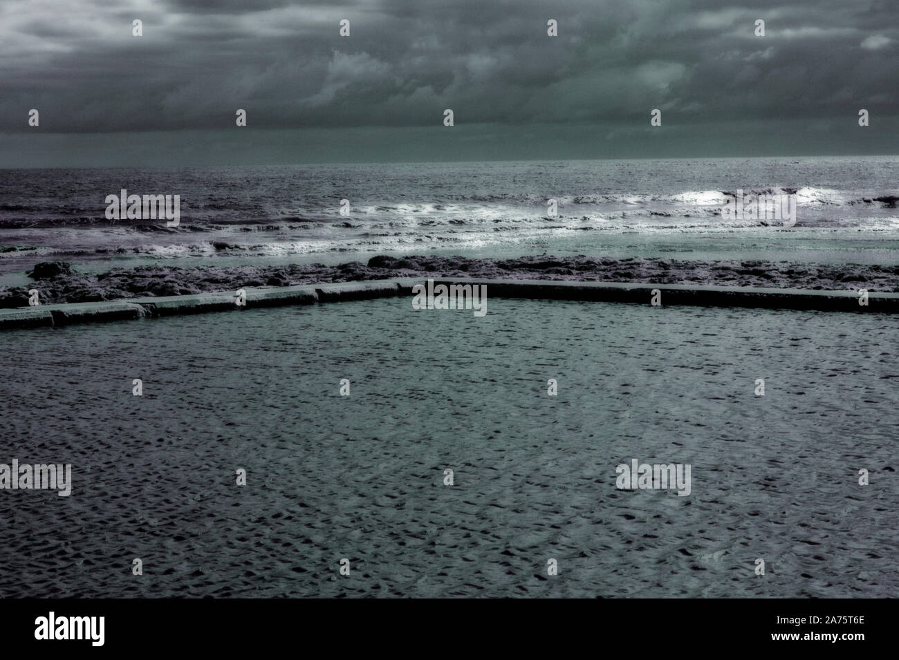 infrared image - tidal pool at low tide - viking bay - resort of ...