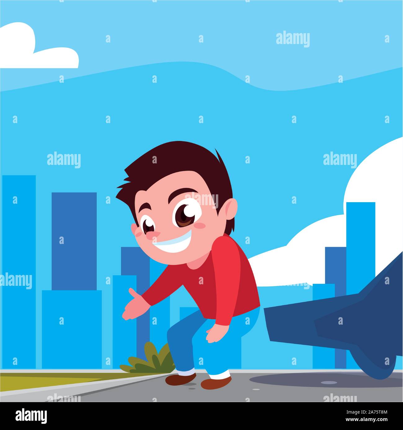 Boy cartoon playing outside design, Kid childhood little people ...