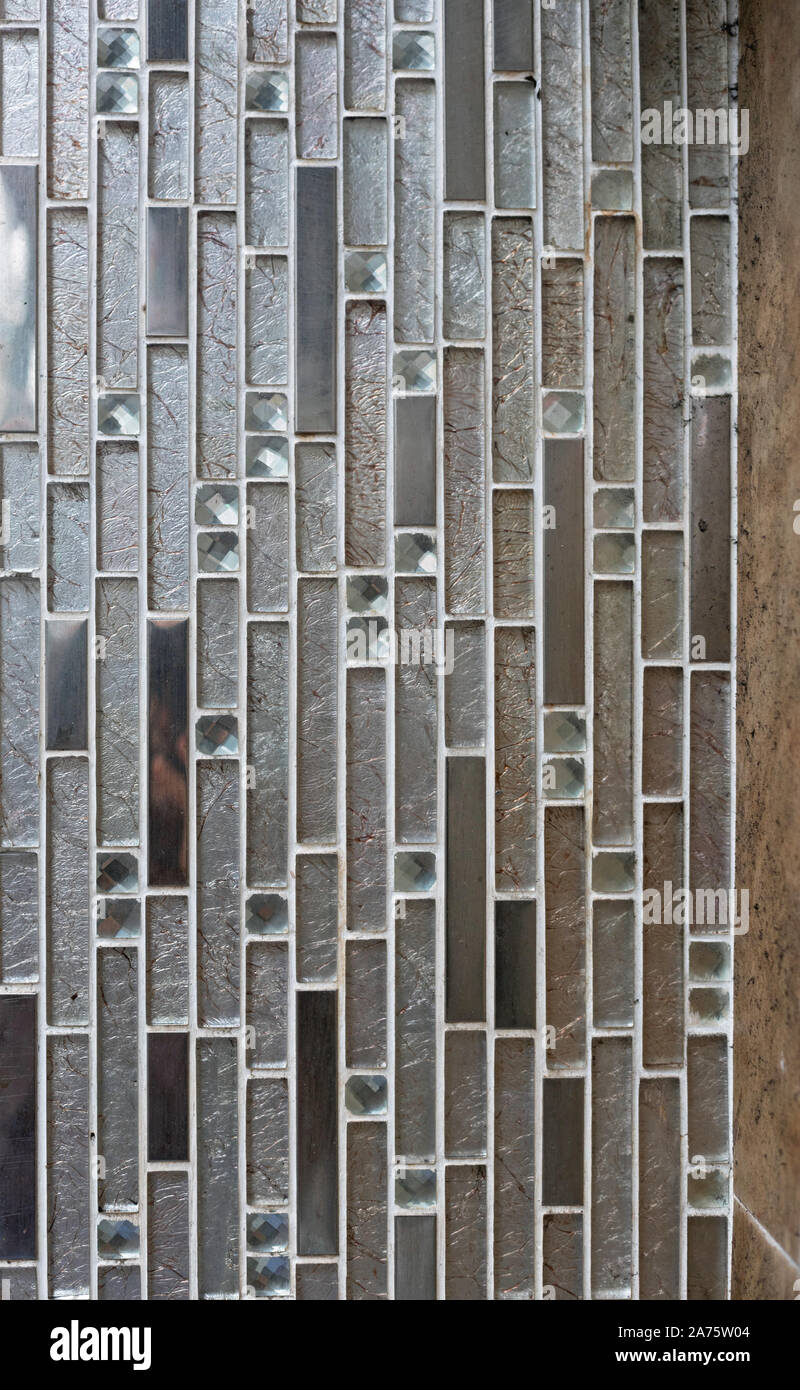 Modern Wall Tiles With Glass and Silver Decor Stock Photo - Alamy