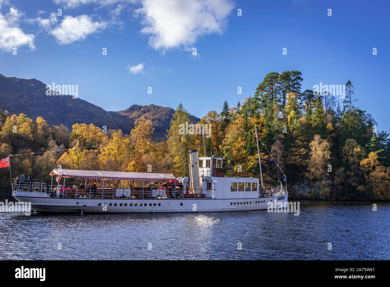Loch Katrine. The Trossachs, Scotland. The steamer Sir Walter Scott ...