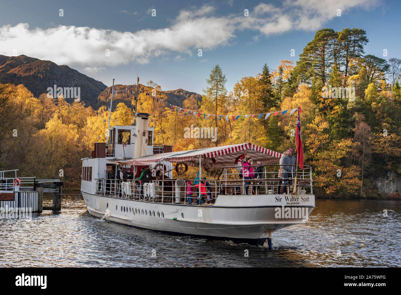 Loch Katrine. The Trossachs, Scotland. The steamer Sir Walter Scott ...