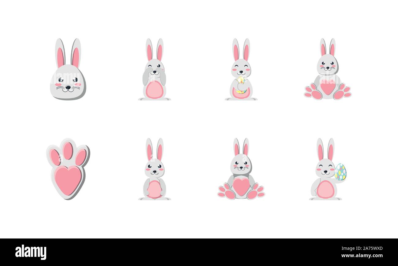 happy easter icon set pack, High Quality variety symbols Vector illustration Stock Vector Image ...
