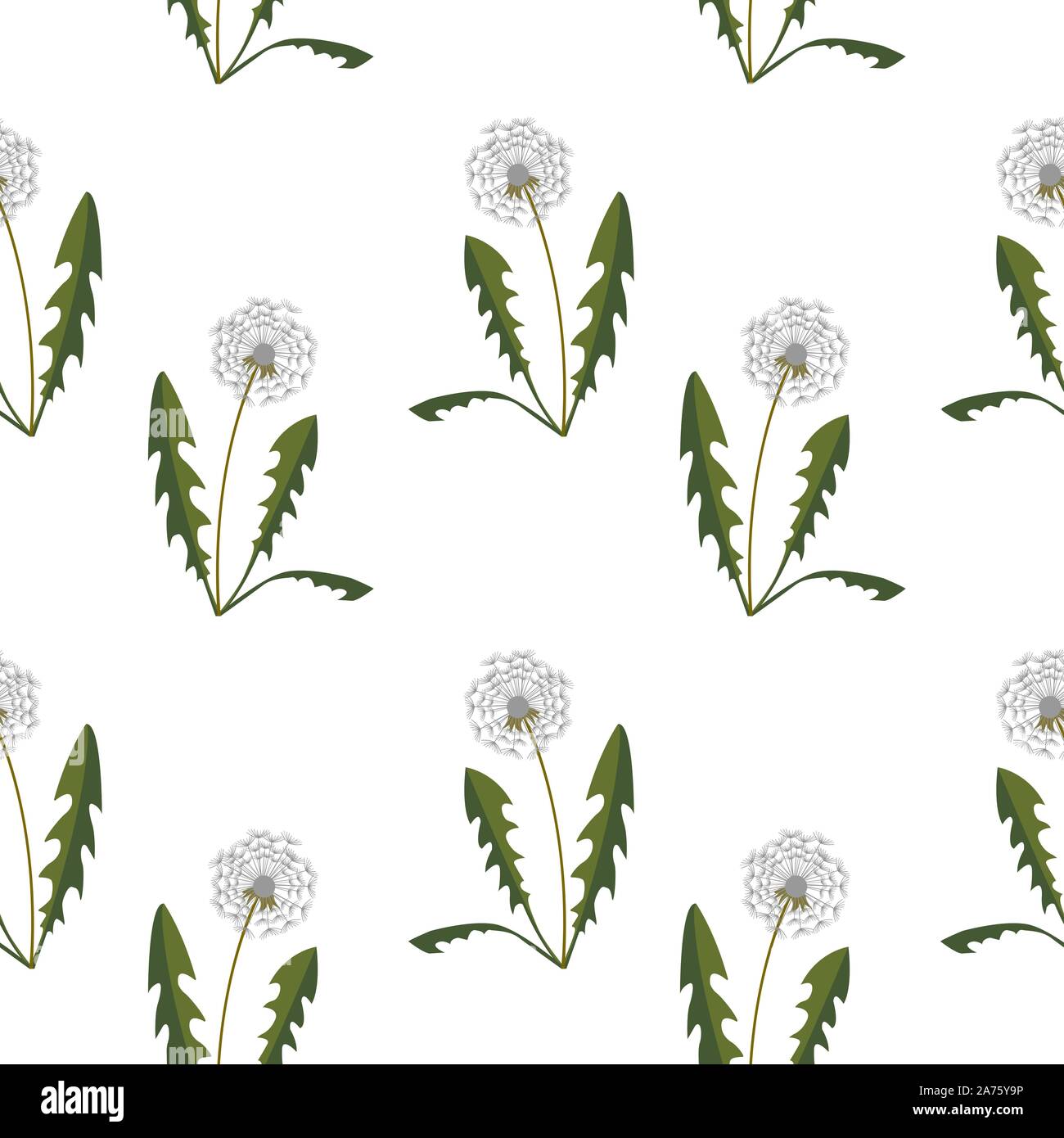 Seamless pattern with dandelions on simple background. Flat design ...