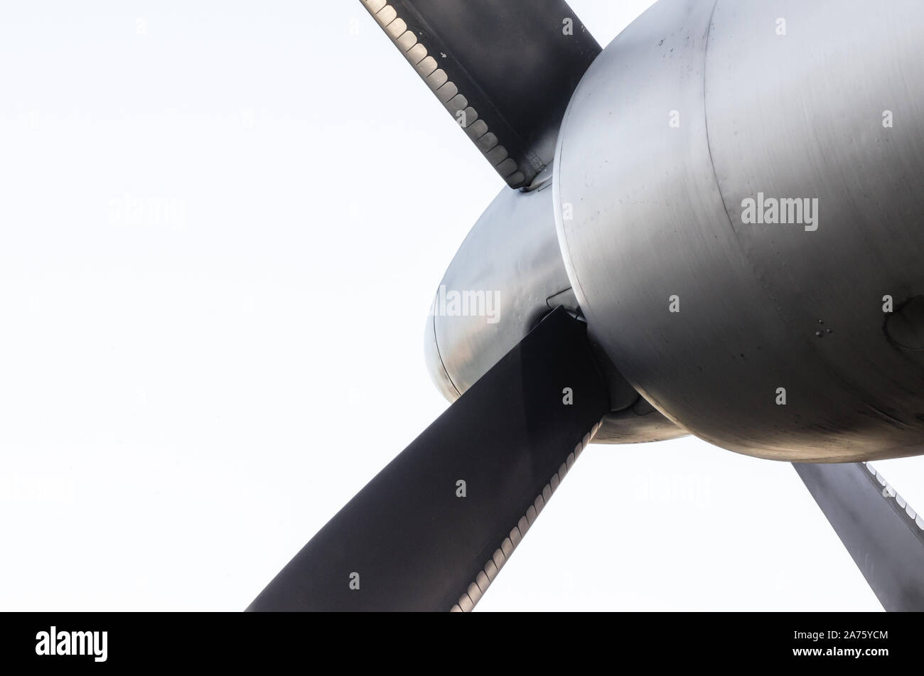 fragment of a propeller blade of a vintage airplane isolated closeup ...