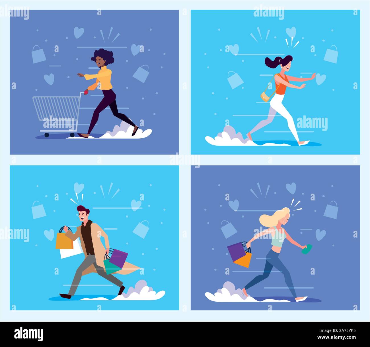 people shopping design, Commerce market store retail paying and buying ...