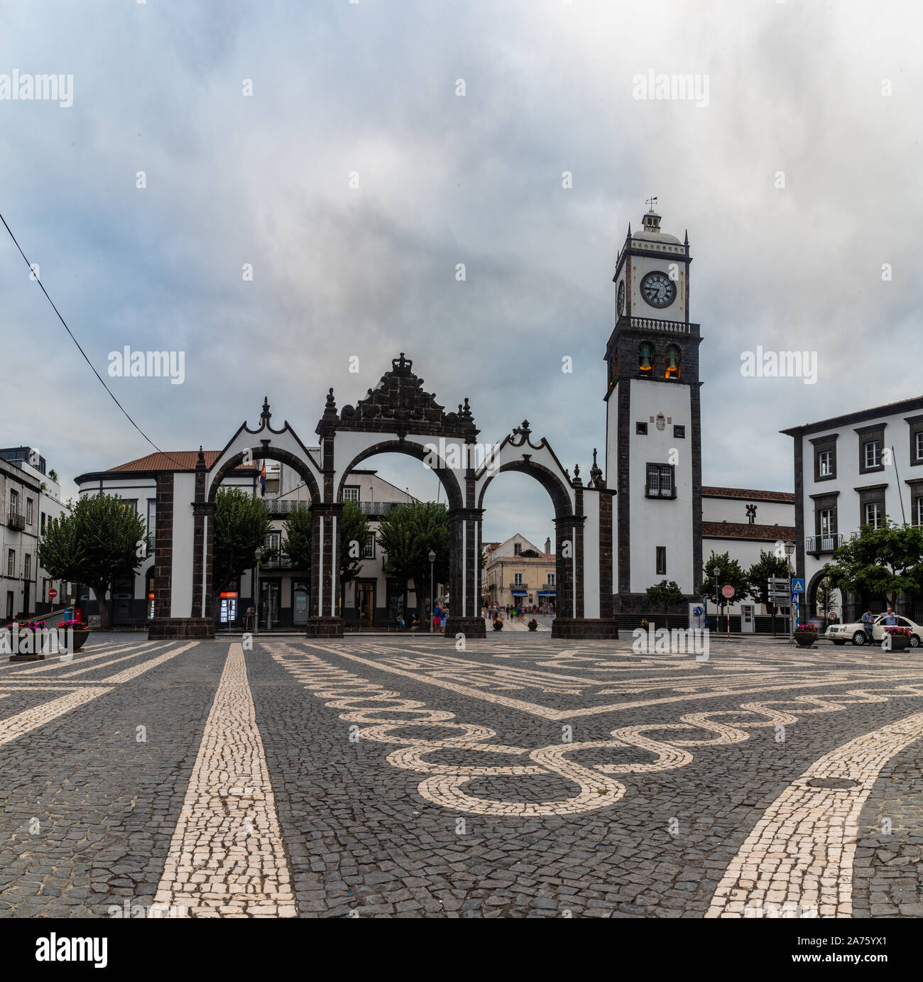 A panorama picture of the City Gates of Ponta Delgada (Azores Stock ...