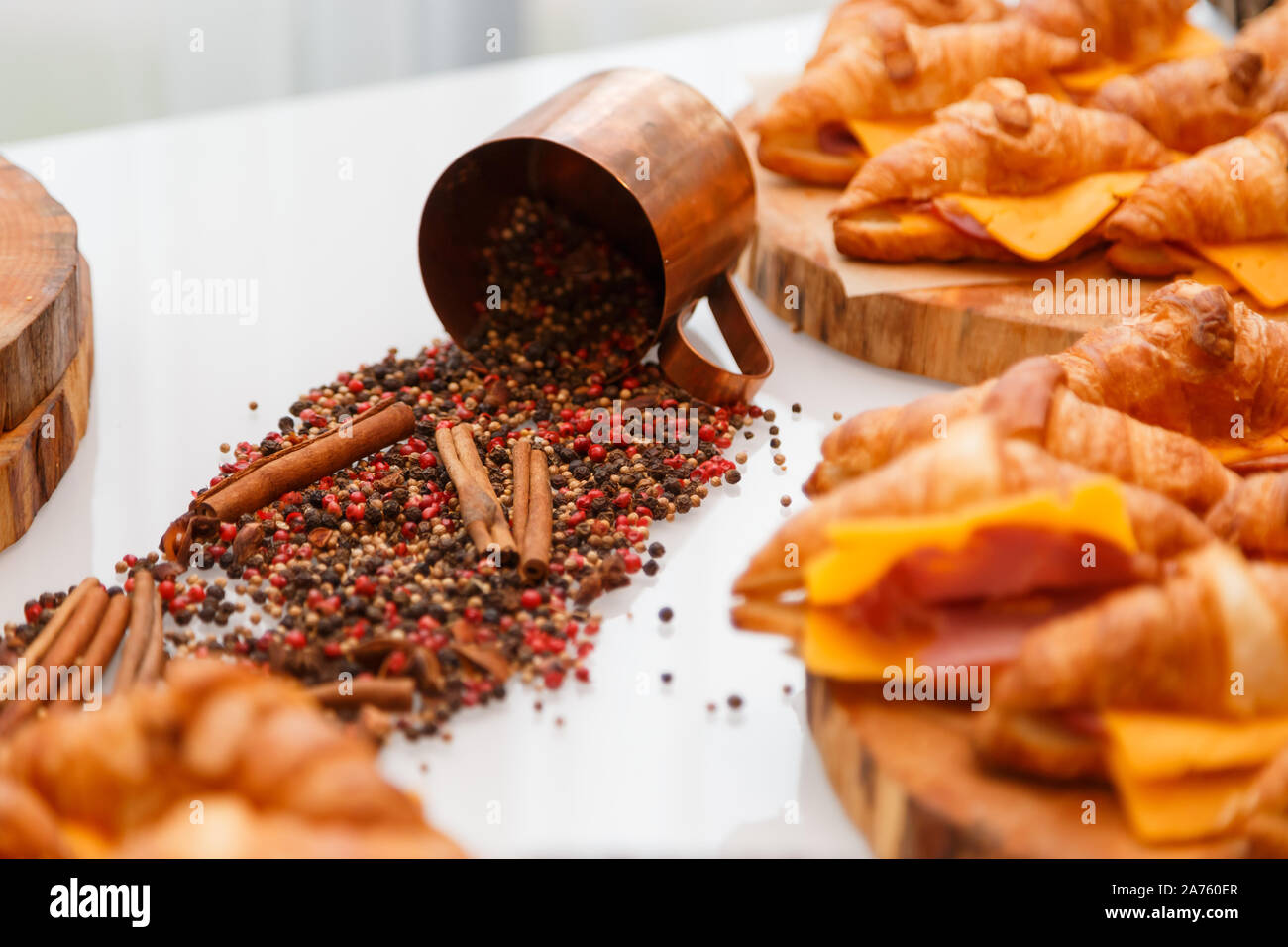 Catering service. Served table with snacks at event Stock Photo - Alamy