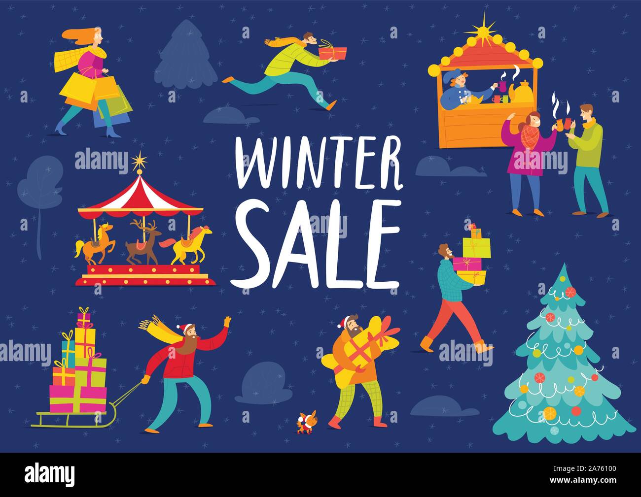 Winter street people Stock Vector Images - Alamy