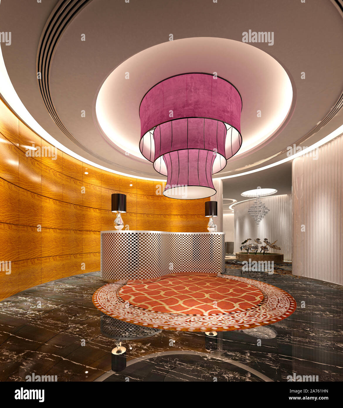 3d render of luxury hotel lobby, lounge Stock Photo - Alamy