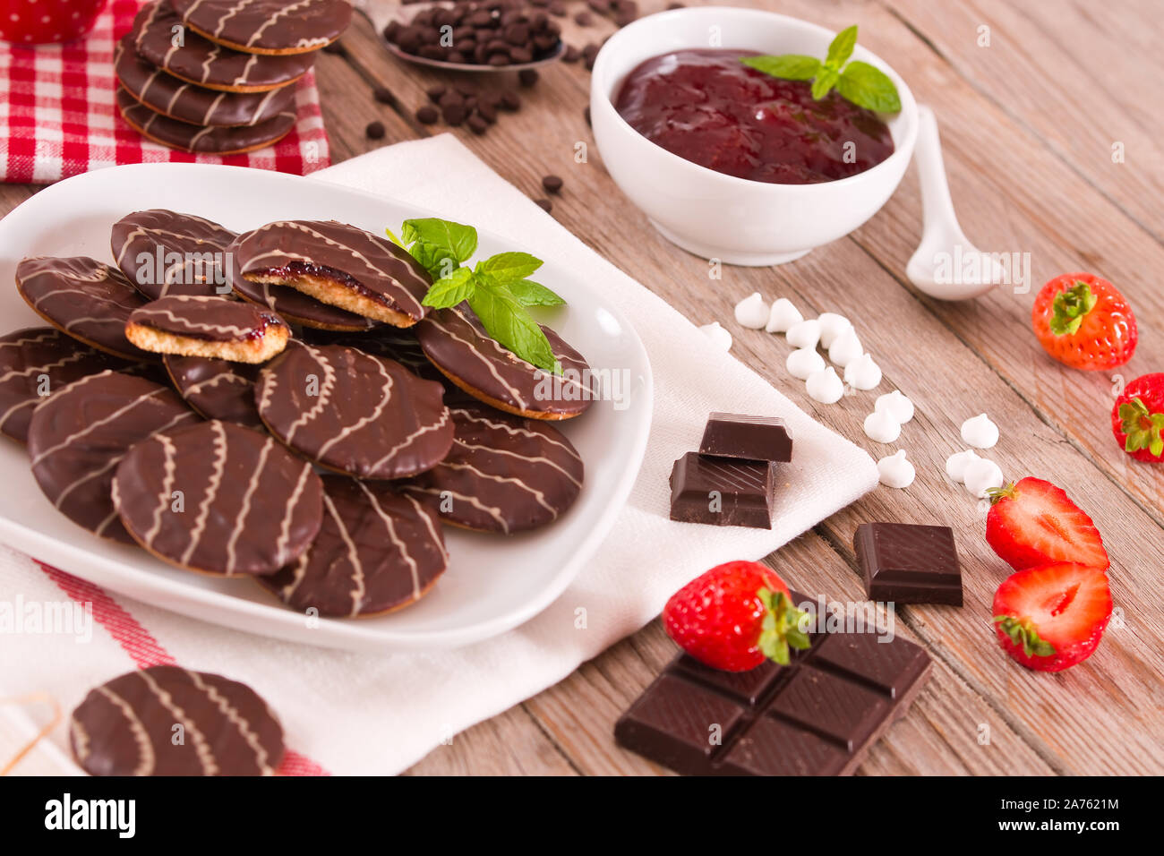 Soft cakes with strawberry Stock Photo - Alamy