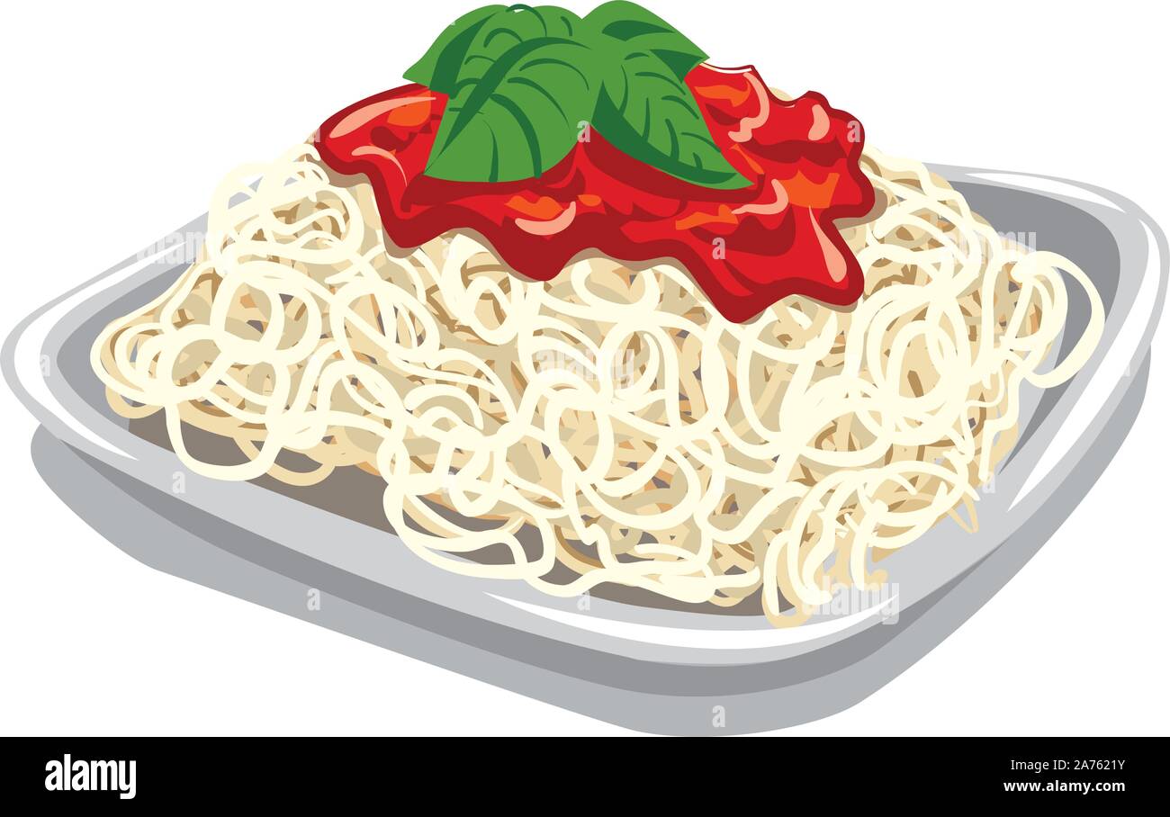 illustration of spaghetti and pasta with tomato sauce Stock Vector ...