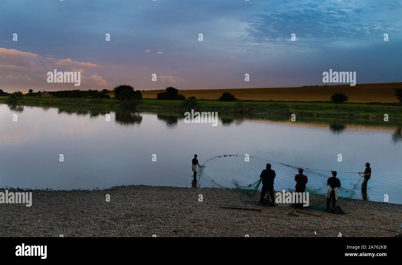 Salmon fishermen on the River Tweed at Paxton House fishery Stock Photo ...