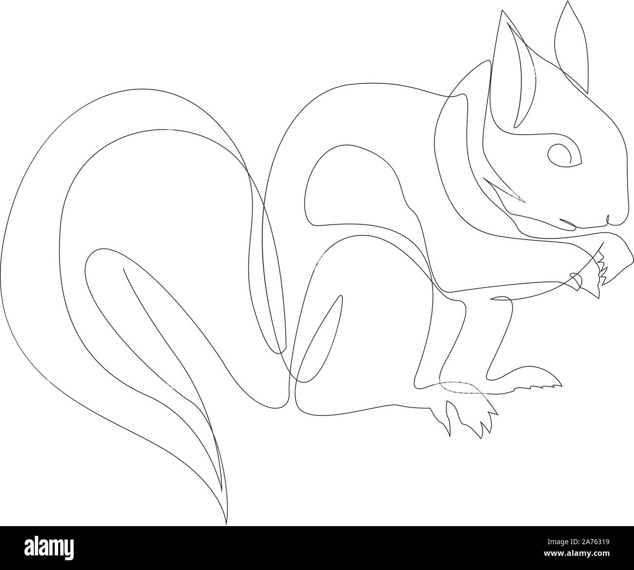 One line squirrel drawing. Squirrel in minimal line style. Vector ...