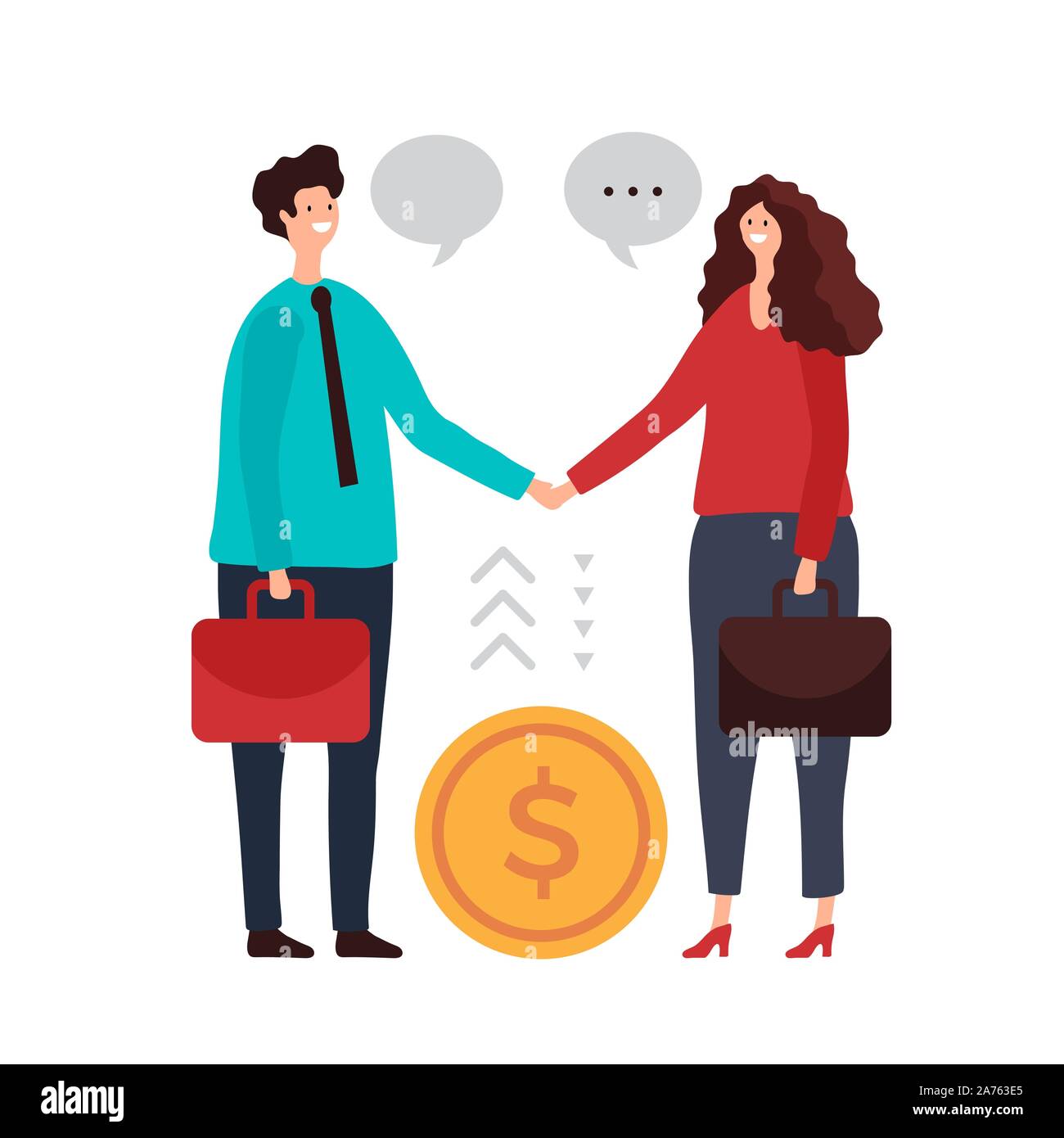 Business People Signing Contract. Characters Make a Deal Agreement ... Business People Signing Contract. Characters Make a Deal Agreement ...
