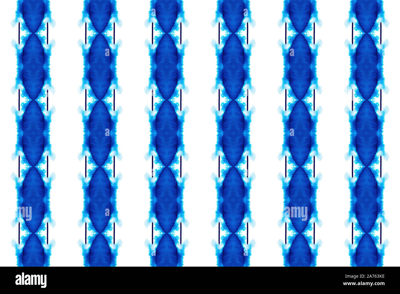 Watercolor seamless geometric pattern. In blue and black colors on ...