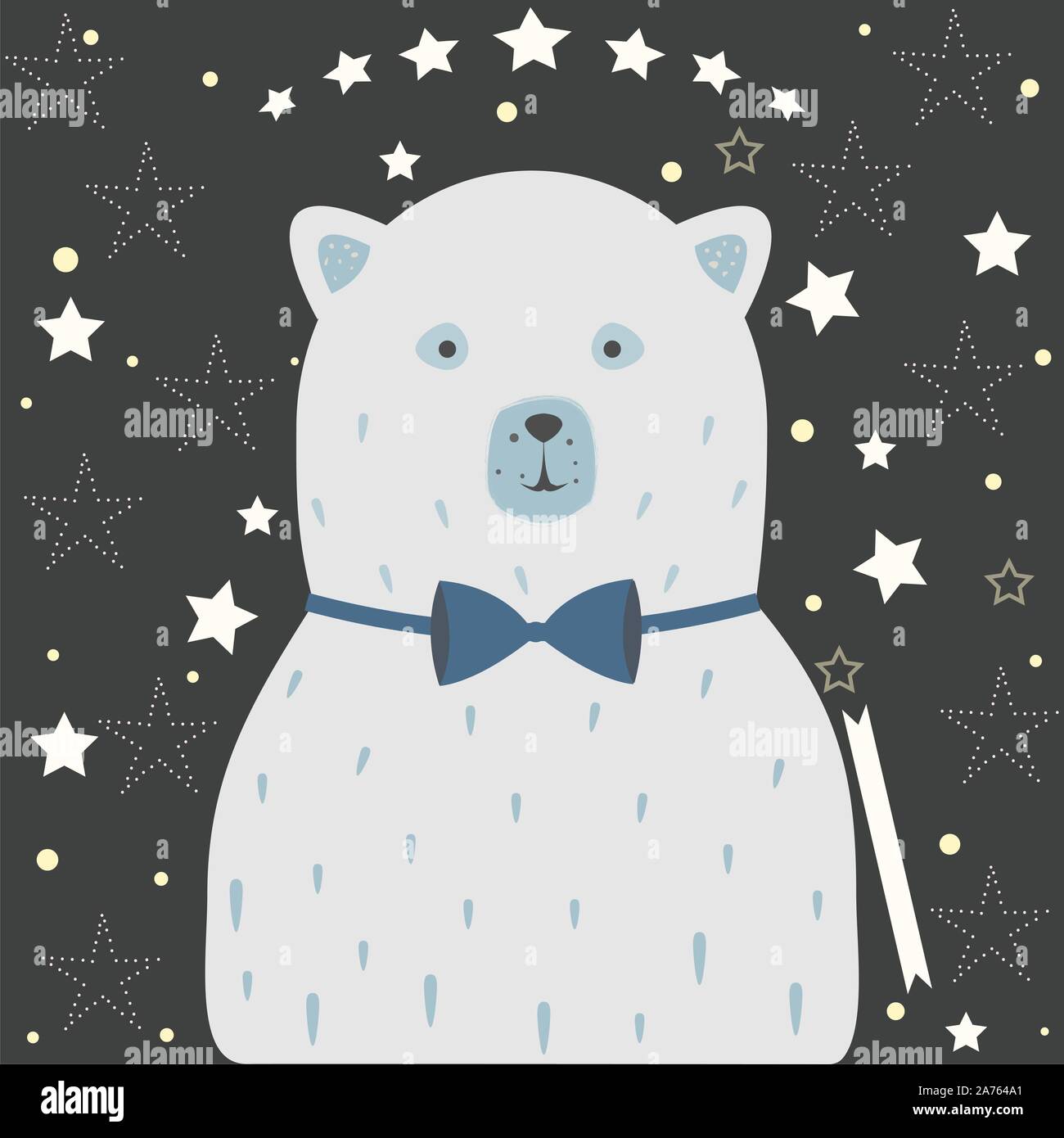 Bear on festive background with dotted stars. Vector Illustration Stock ...
