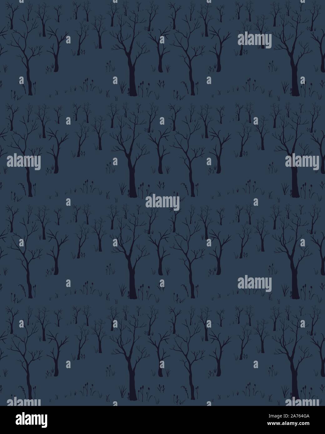Trees with no leaves. Continuous Pattern. Partly Seamless. Vector ...