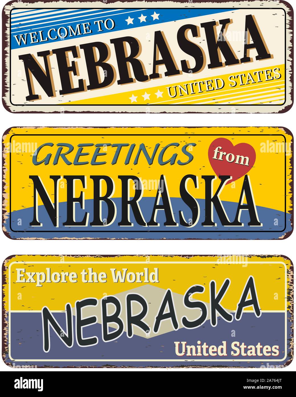 Nebraska vintage rusty metal sign on a white background, vector ...