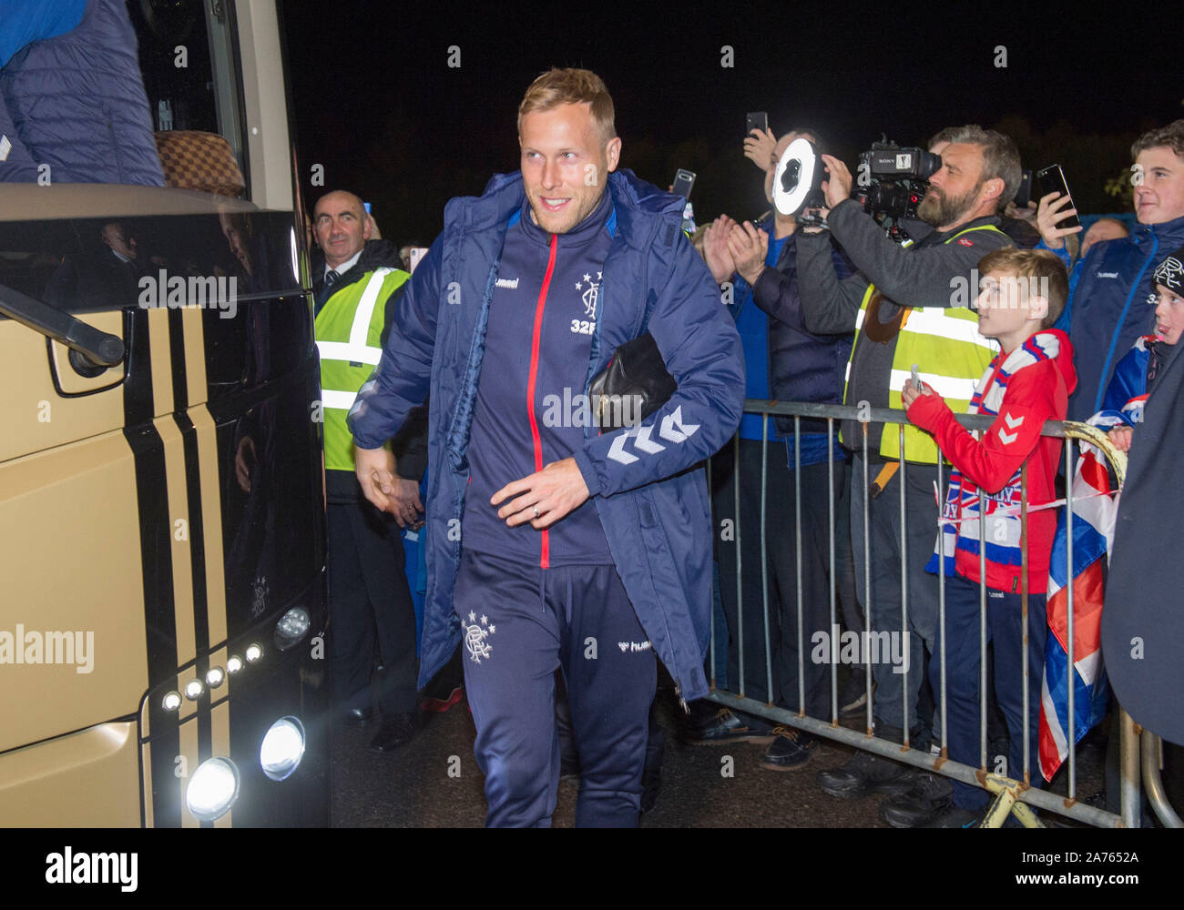 Rangers Scott Arfield arrives off the team bus before the Ladbrokes ...