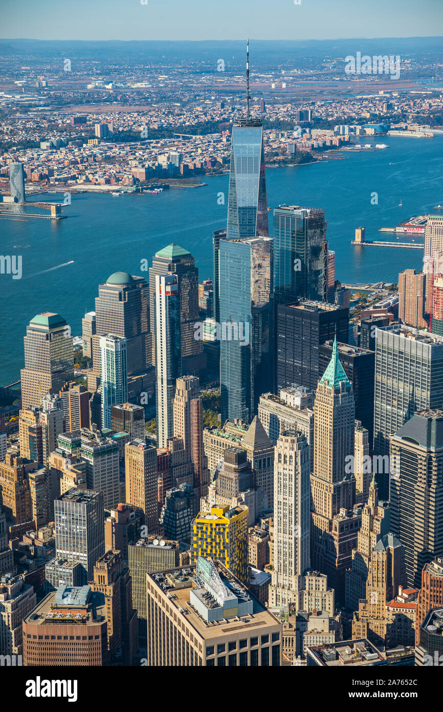 Aerial view from helicopter to Manhattan, New York City Stock Photo - Alamy