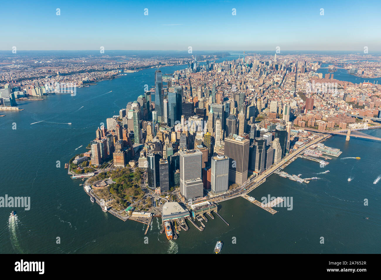 Aerial view from helicopter to Manhattan, New York City Stock Photo - Alamy