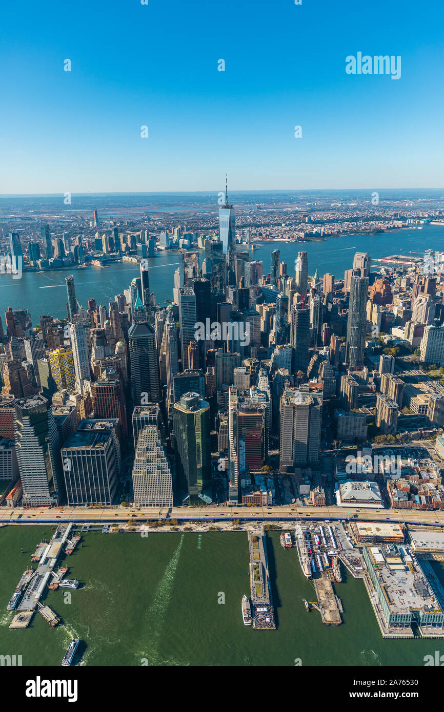 Aerial view from helicopter to Manhattan, New York City Stock Photo - Alamy