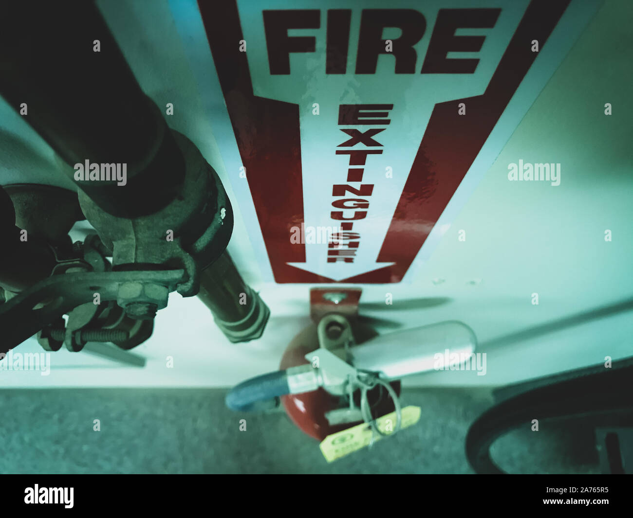 Fire extinguisher cylinder in the industrial construction area Stock ...